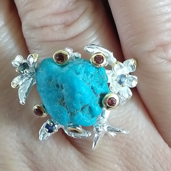 Jewelry | Beautiful Genuine Arizona Turquoise Art Ring | Poshmark